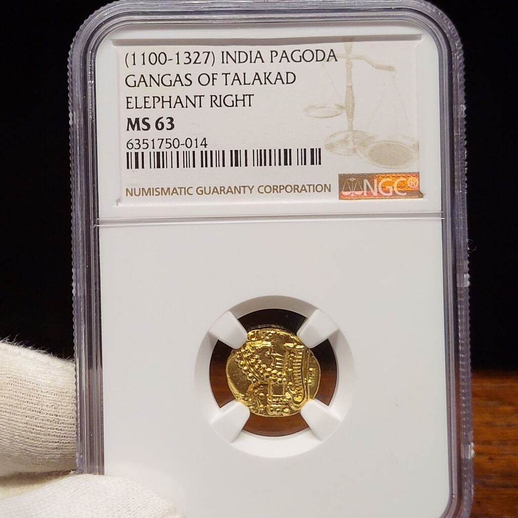 インド・パゴダ金貨 西ガンガ朝 1100-1327年 『右向きのインド象』 MS-63 - Tokyo Numismatic Tradings